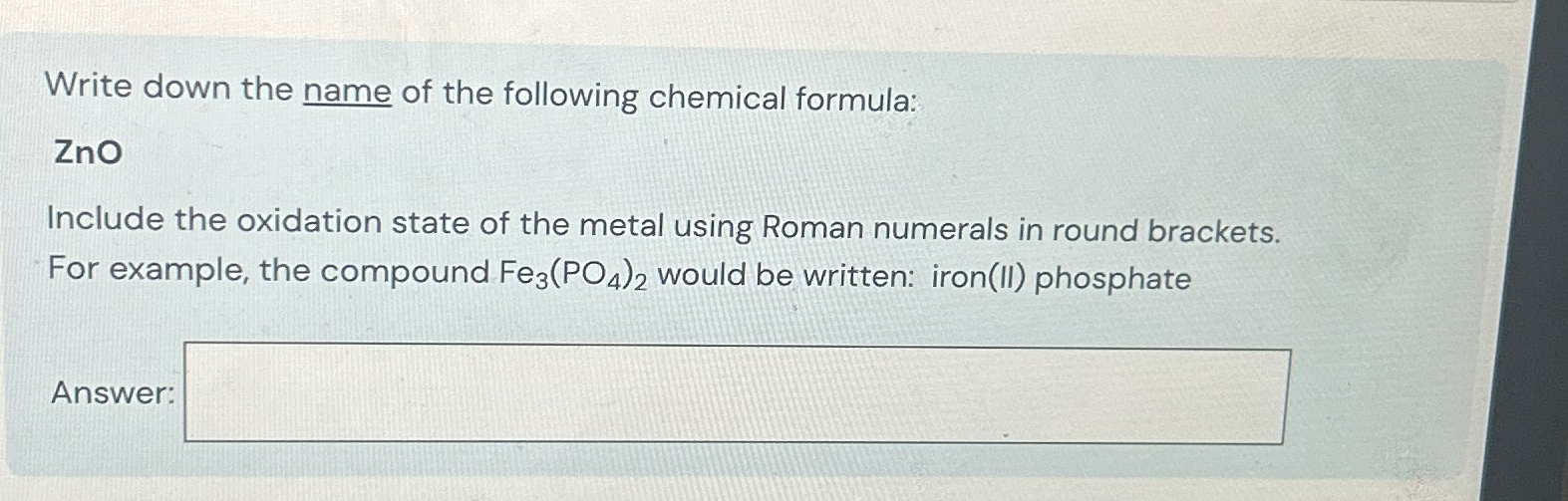 Solved Write down the name of the following chemical | Chegg.com