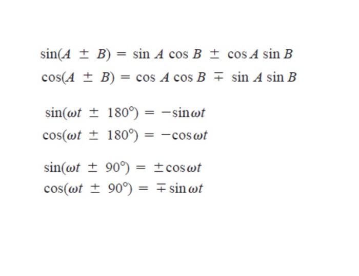 Solved sin(A±B)=sinAcosB±cosAsinBcos(A±B)=cosAcosB∓sinAsinBs | Chegg.com
