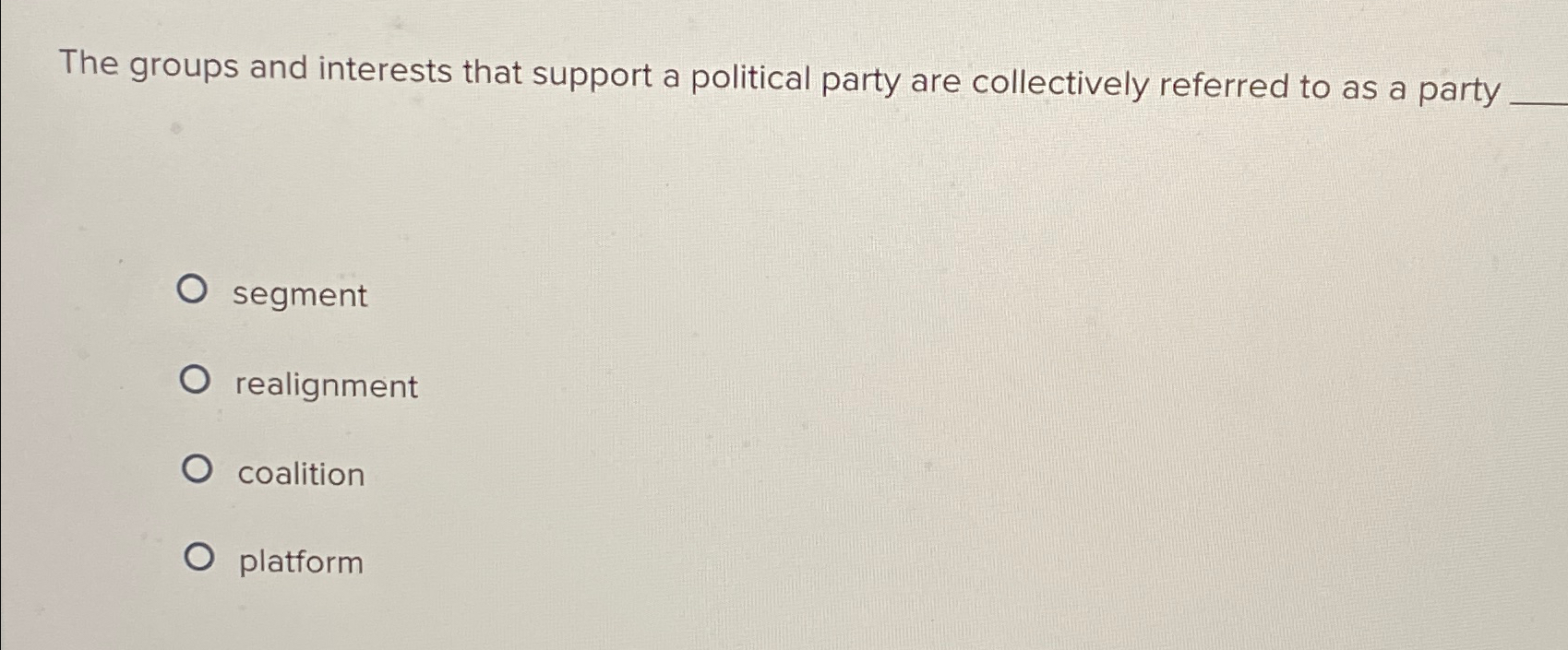 Solved The groups and interests that support a political | Chegg.com