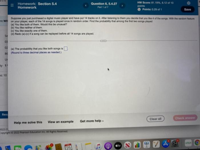 Solved Homework Section 5 4 Homework Question 6 54 27 Part
