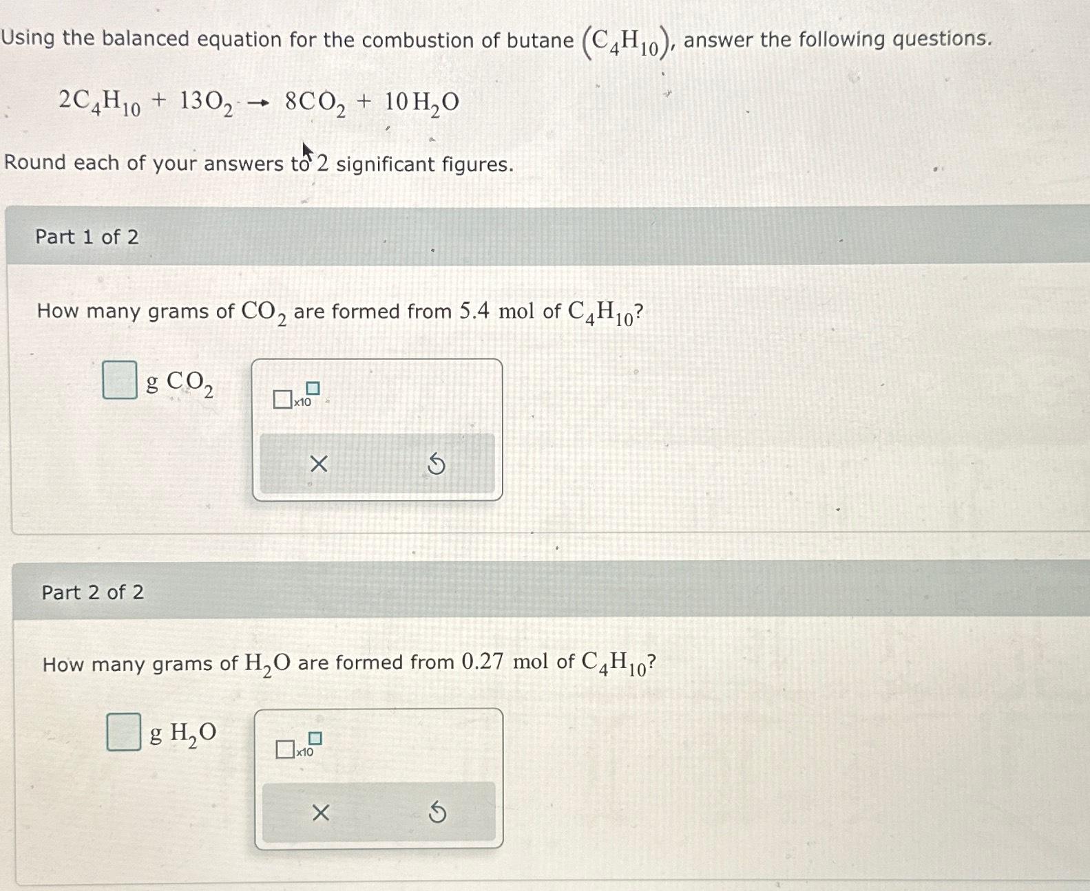 Solved Using the balanced equation for the combustion of | Chegg.com