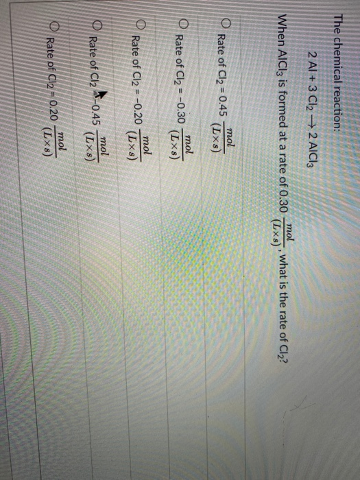 Solved The chemical reaction: 2 Al + 3 Cl2 → 2 AlCl3 When | Chegg.com