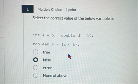 Solved 1Multiple Choice 1 ﻿pointSelect the correct value of | Chegg.com
