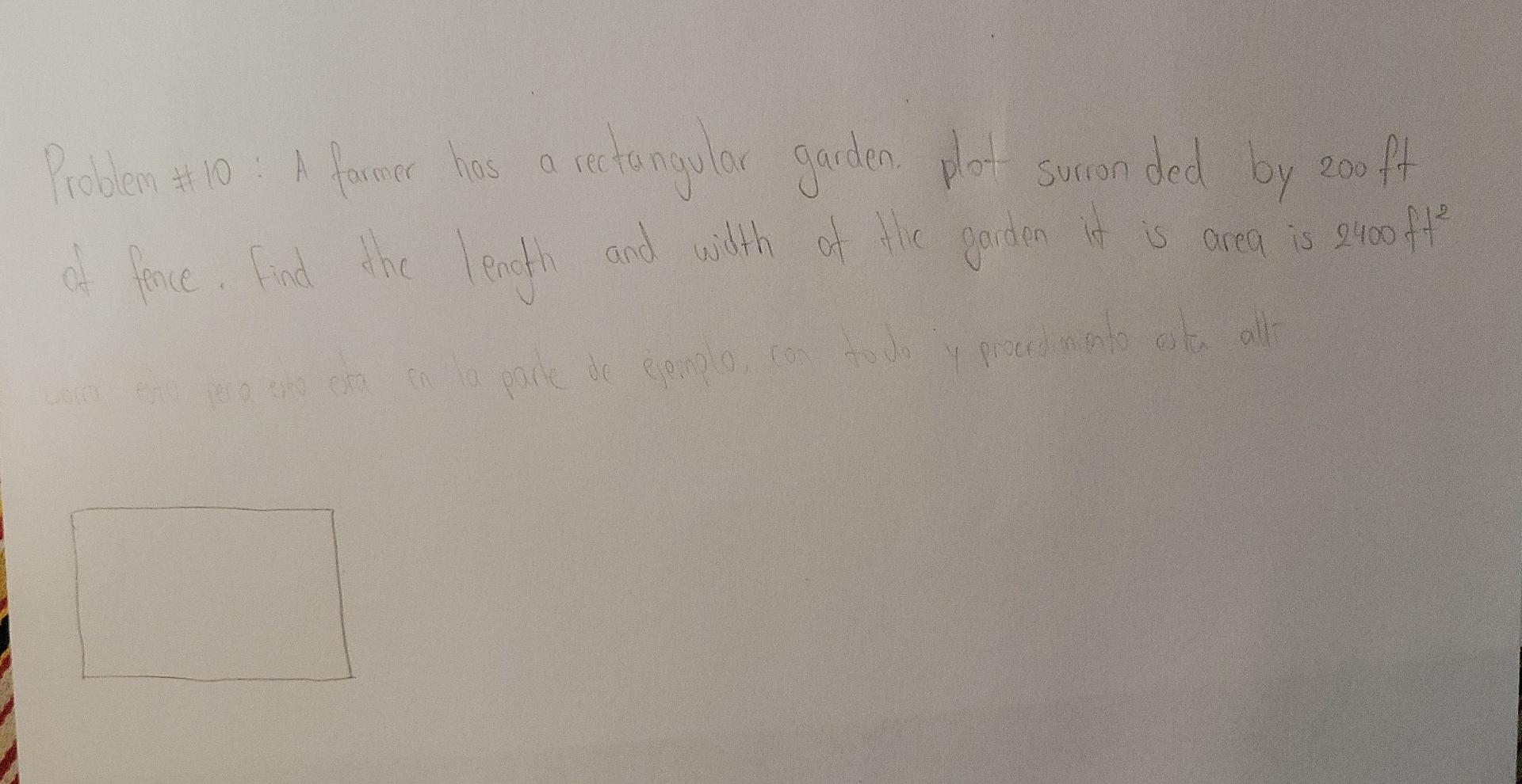 Solved a Problem #10 : & farmer has a rectangular garden | Chegg.com