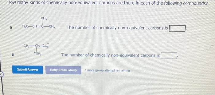 How many kinds of chemically non-equivalent carbons | Chegg.com