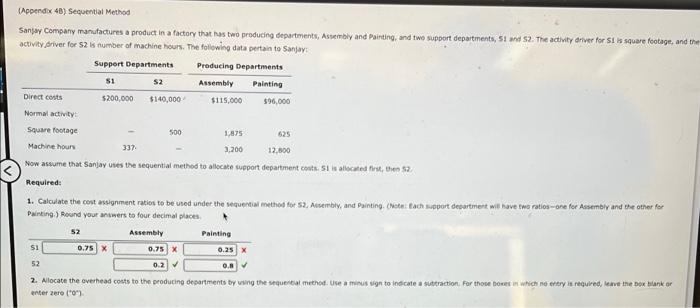 Solved Appendix 4B) Sequential Method Sanjay Company | Chegg.com