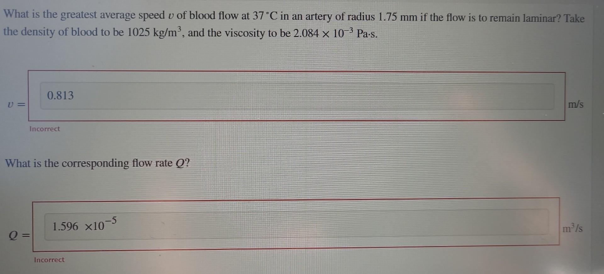 Solved What is the greatest average speed v of blood flow at | Chegg.com