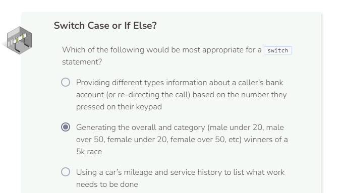 Solved Switch Case or If Else?Which of the following would | Chegg.com