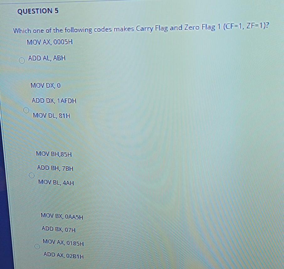 Solved QUESTION 7 The Address bus in 8086 is ..... 16-bit | Chegg.com