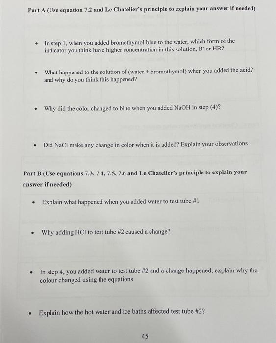 Solved Part A (Use equation 7.2 and Le Chatelier's principle | Chegg.com