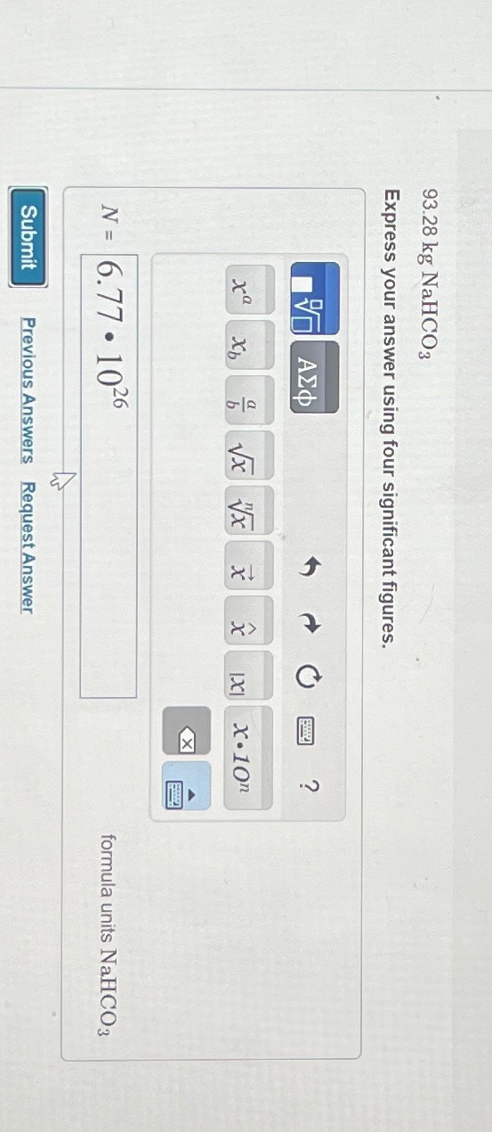 Solved 93.28kgNaHCO3Express your answer using four | Chegg.com