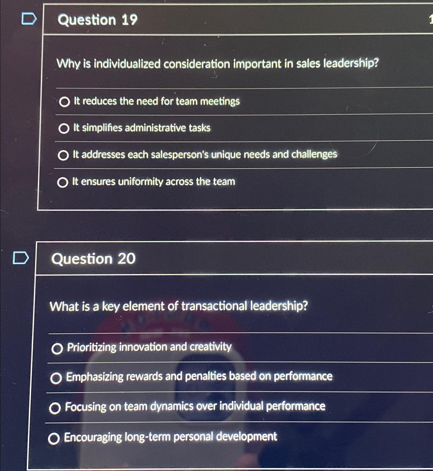 Solved Question 19Why is individualized consideration | Chegg.com