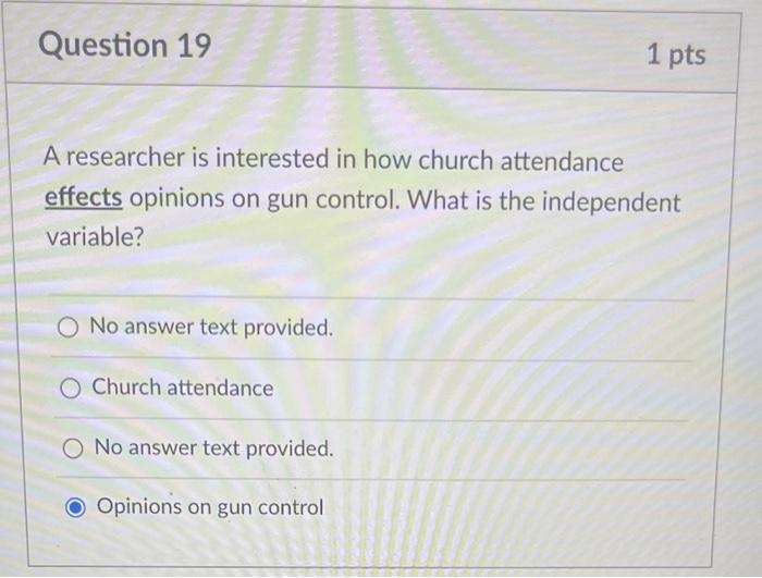 Solved A researcher is interested in how church attendance | Chegg.com