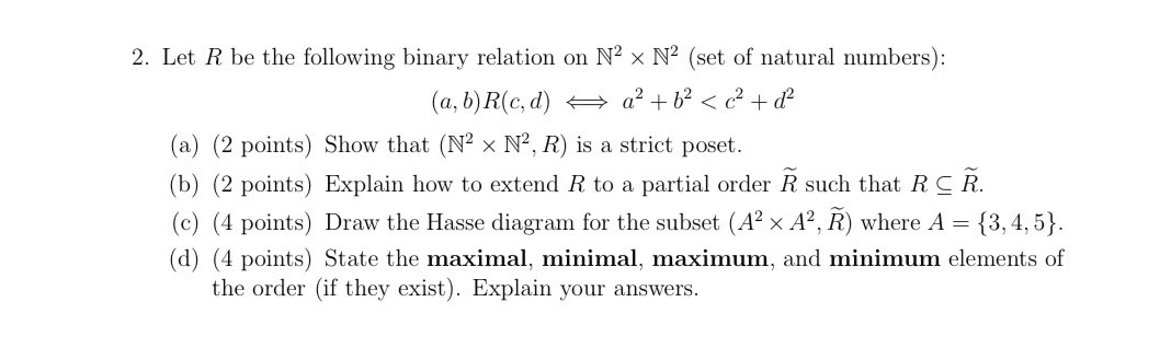 Solved Let R be the following binary relation on N^2 \times | Chegg.com