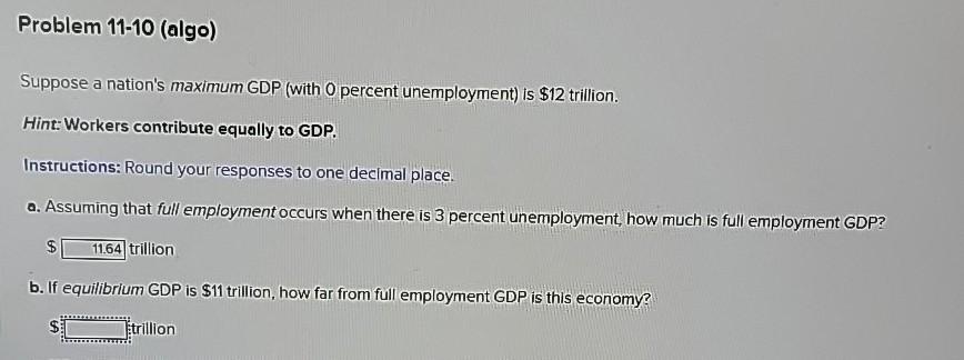 Solved Problem 11-10 (algo)Suppose a nation's maximum GDP | Chegg.com