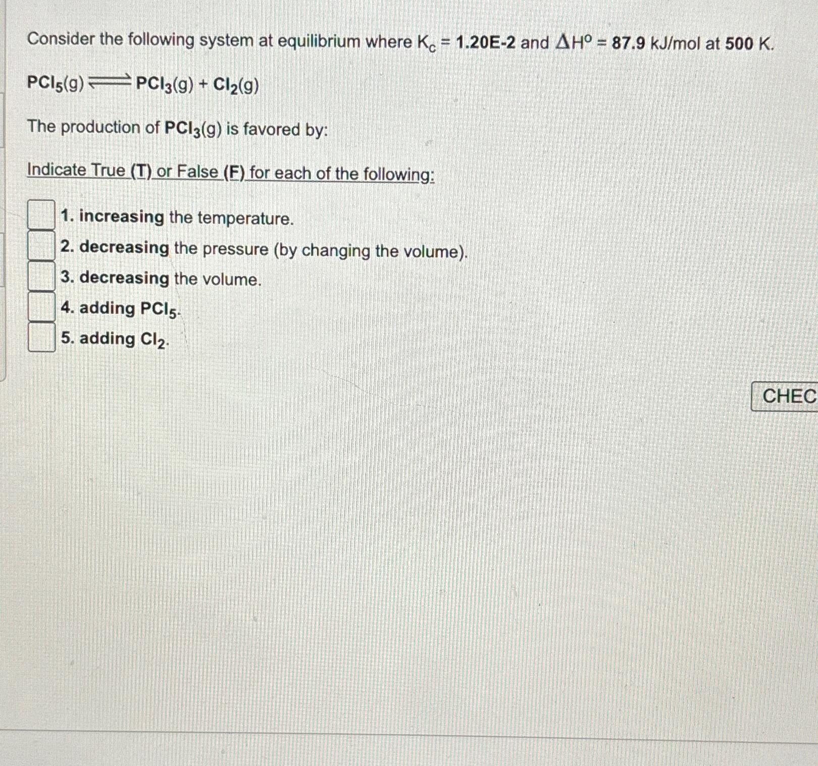 Solved Consider the following system at equilibrium where | Chegg.com