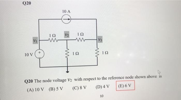 Solved Q20 10 A V2 122 W 12 W Vi V3 W 10 V } 122 c 192 w Q20 | Chegg.com
