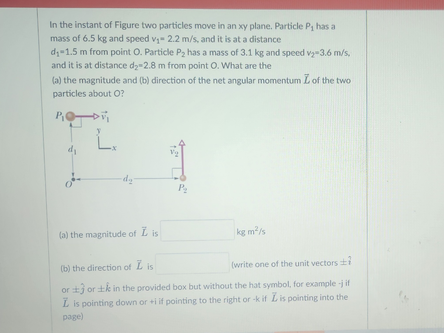Solved In the instant of Figure two particles move in an xy | Chegg.com