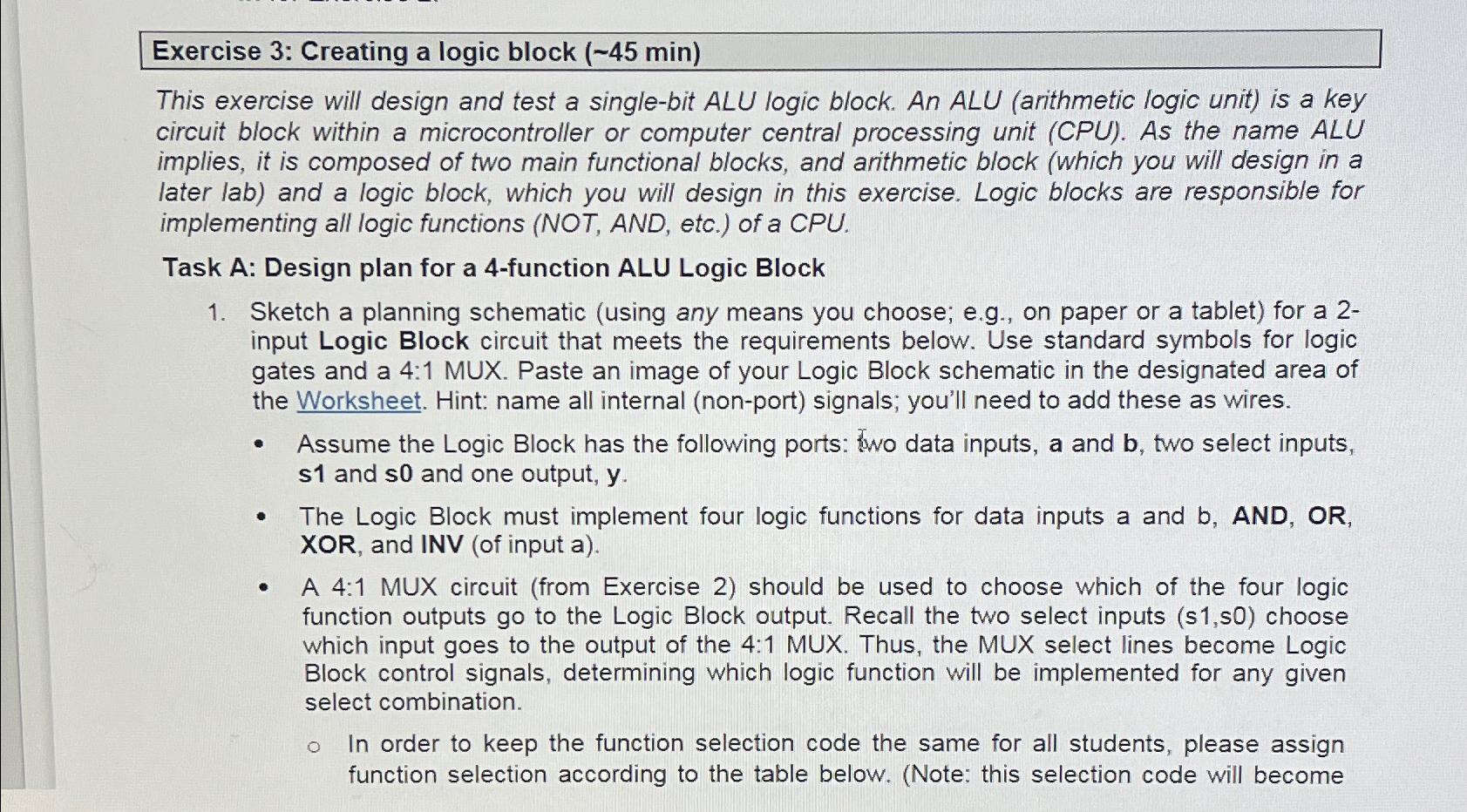 Solved Exercise 3: Creating a logic block ( 45minThis | Chegg.com