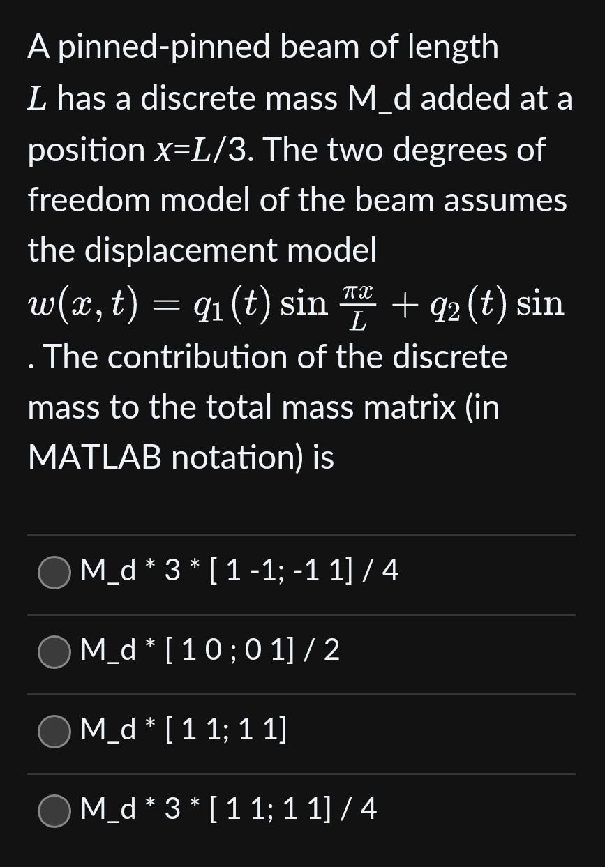 Solved The standard 2 DOF discrete mass spring model, which | Chegg.com