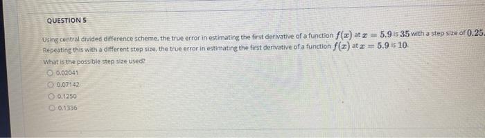 Solved QUESTIONS Using central divided difference scheme, | Chegg.com