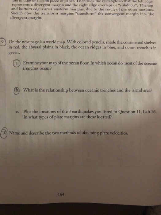 Solved LABORATORY 17 Plate Tectonics Materials pencil, | Chegg.com