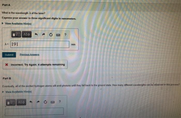 Solved Absorption and Emission in the Hydrogen Atom A | Chegg.com