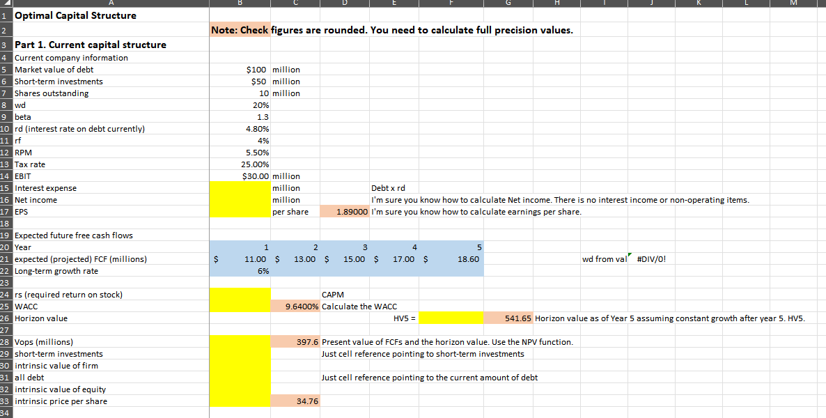 Solved what are the formulas for the highlighted cells | Chegg.com