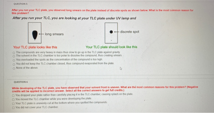 Solved QUESTION 2 After running a TLC you visualized the TLC | Chegg.com