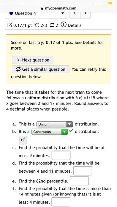 Solved myopenmath.com Question 4 > 0.17/1 pt 2-3 32 Details | Chegg.com