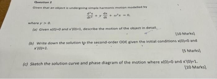 Solved Given that an object is undergoing simple harmonic | Chegg.com