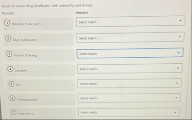 Solved Match the correct drug classification with commonly | Chegg.com