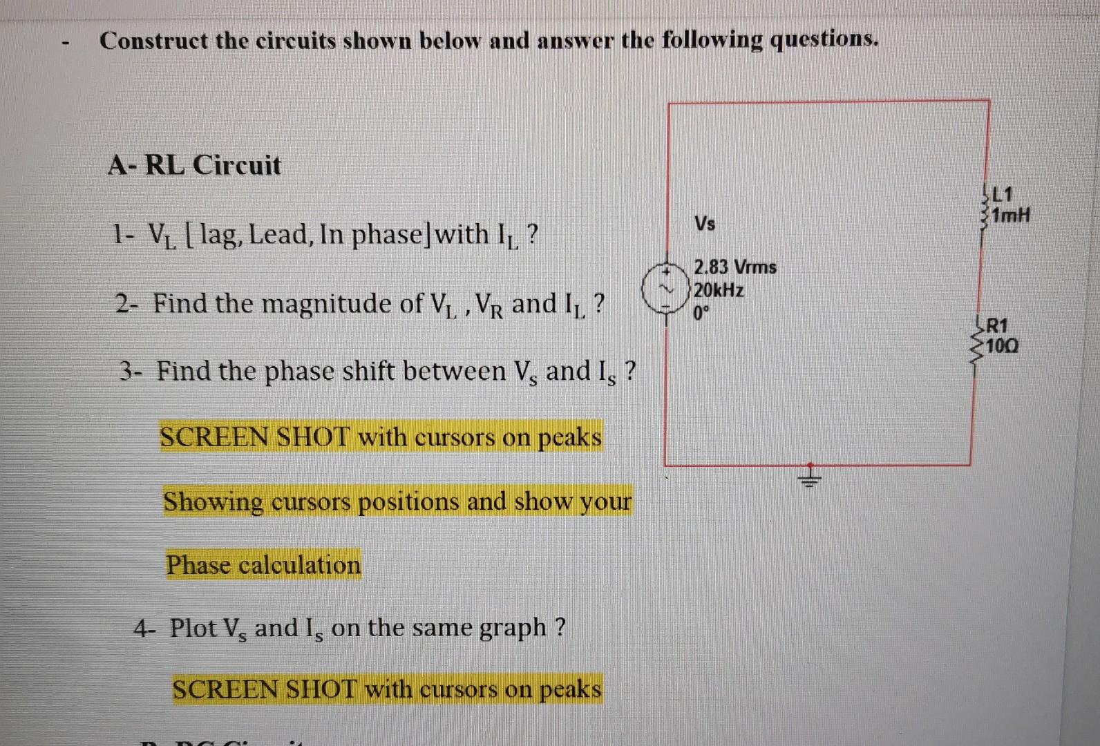 Solved Construct the circuits shown below and answer the | Chegg.com