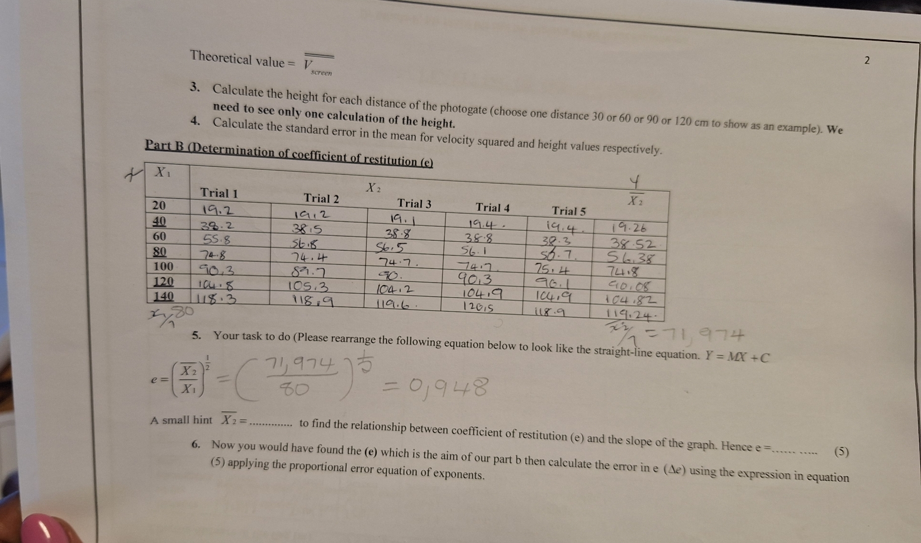 Theoretical value ?b=ar (?bar (Vscreen ))23. | Chegg.com