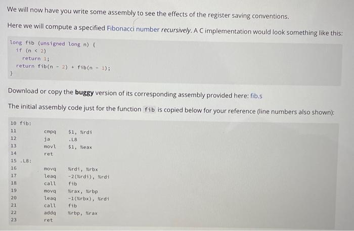 Solved We will now have you write some assembly to see the | Chegg.com