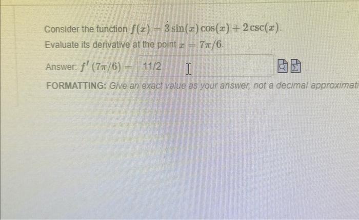 Solved Consider The Function F X 3sin X Cos X 2csc X