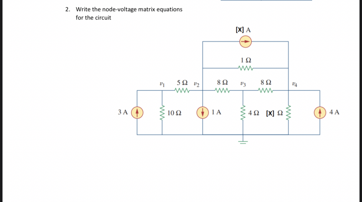 Write the node-voltage matrix equations for the | Chegg.com