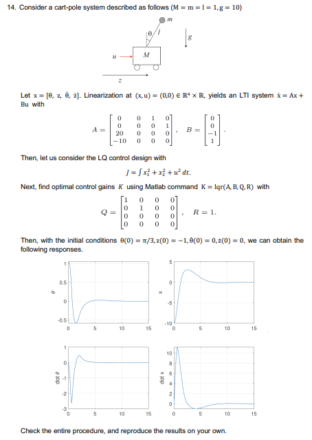 Solved Consider a cart-pole system described as follows | Chegg.com