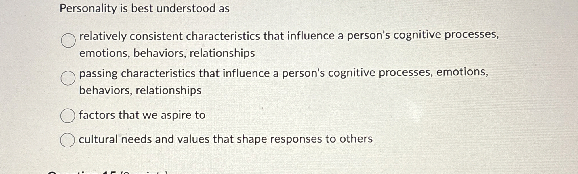 Solved Personality is best understood asrelatively | Chegg.com