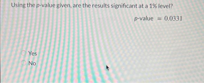 Solved Using the p-value given, are the results significant | Chegg.com