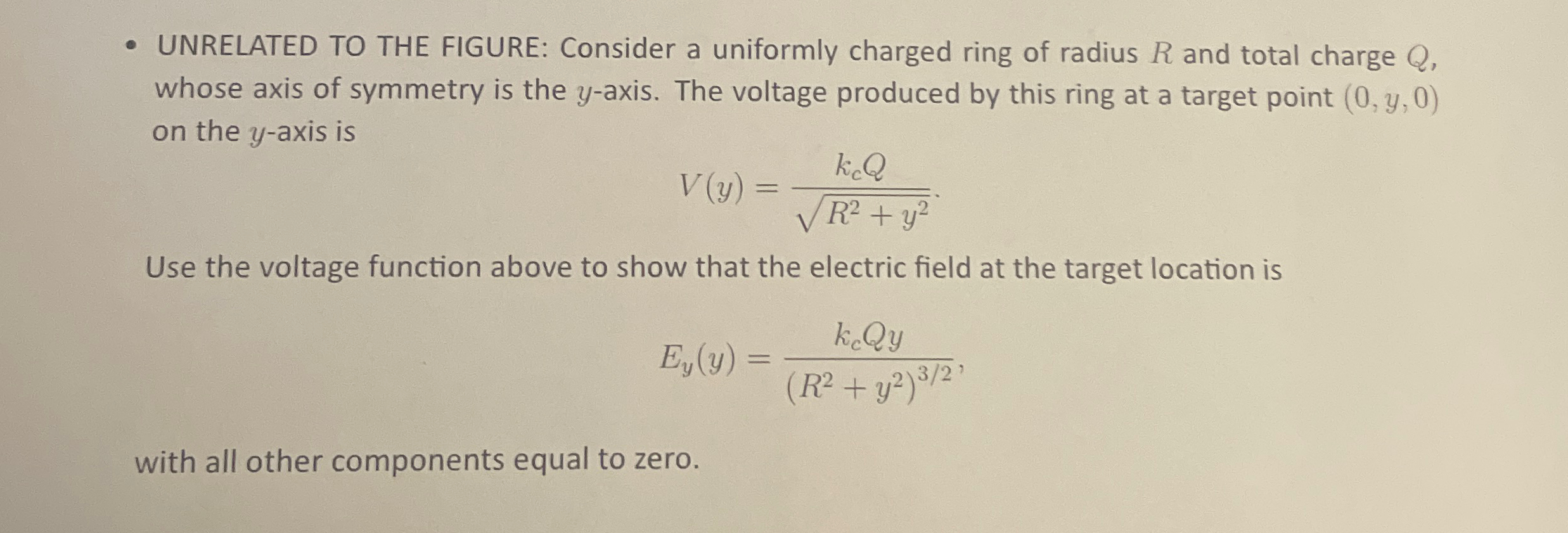 Solved UNRELATED TO THE FIGURE: Consider a uniformly charged | Chegg.com