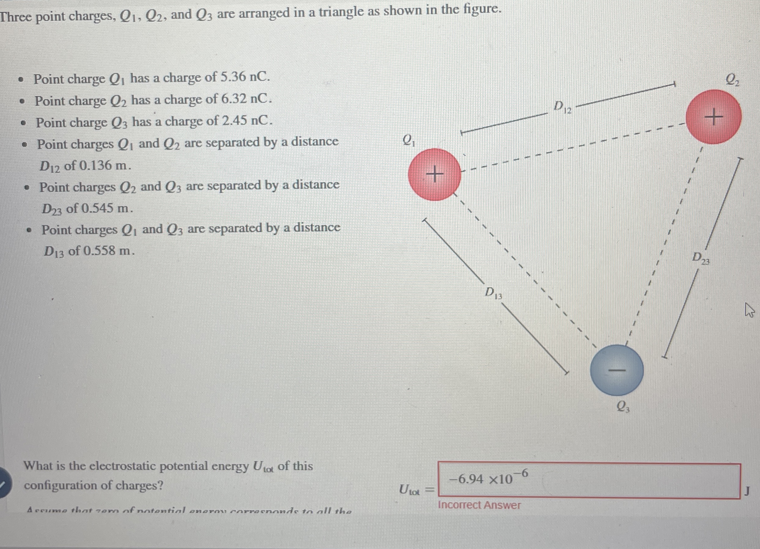 Solved Three point charges, Q1,Q2, ﻿and Q3 ﻿are arranged in | Chegg.com