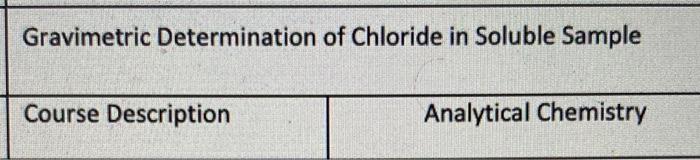 Solved Gravimetric Determination of Chloride in Soluble | Chegg.com