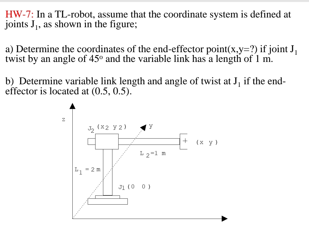 Solved HW-7: In a TL-robot, assume that the coordinate | Chegg.com