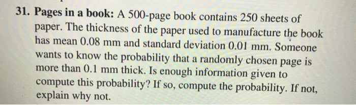Solved 31. Pages in a book: A 500-page book contains 250 | Chegg.com