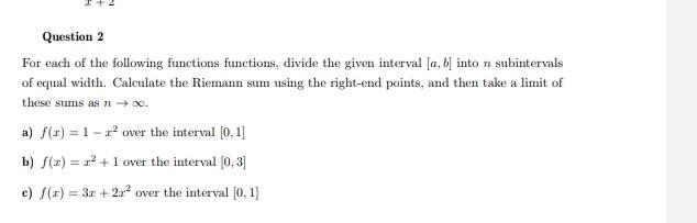 Solved For each of the following functions functions, divide | Chegg.com