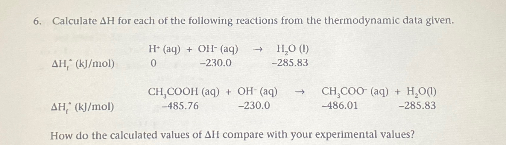 Solved Calculate ΔH ﻿for each of the following reactions | Chegg.com