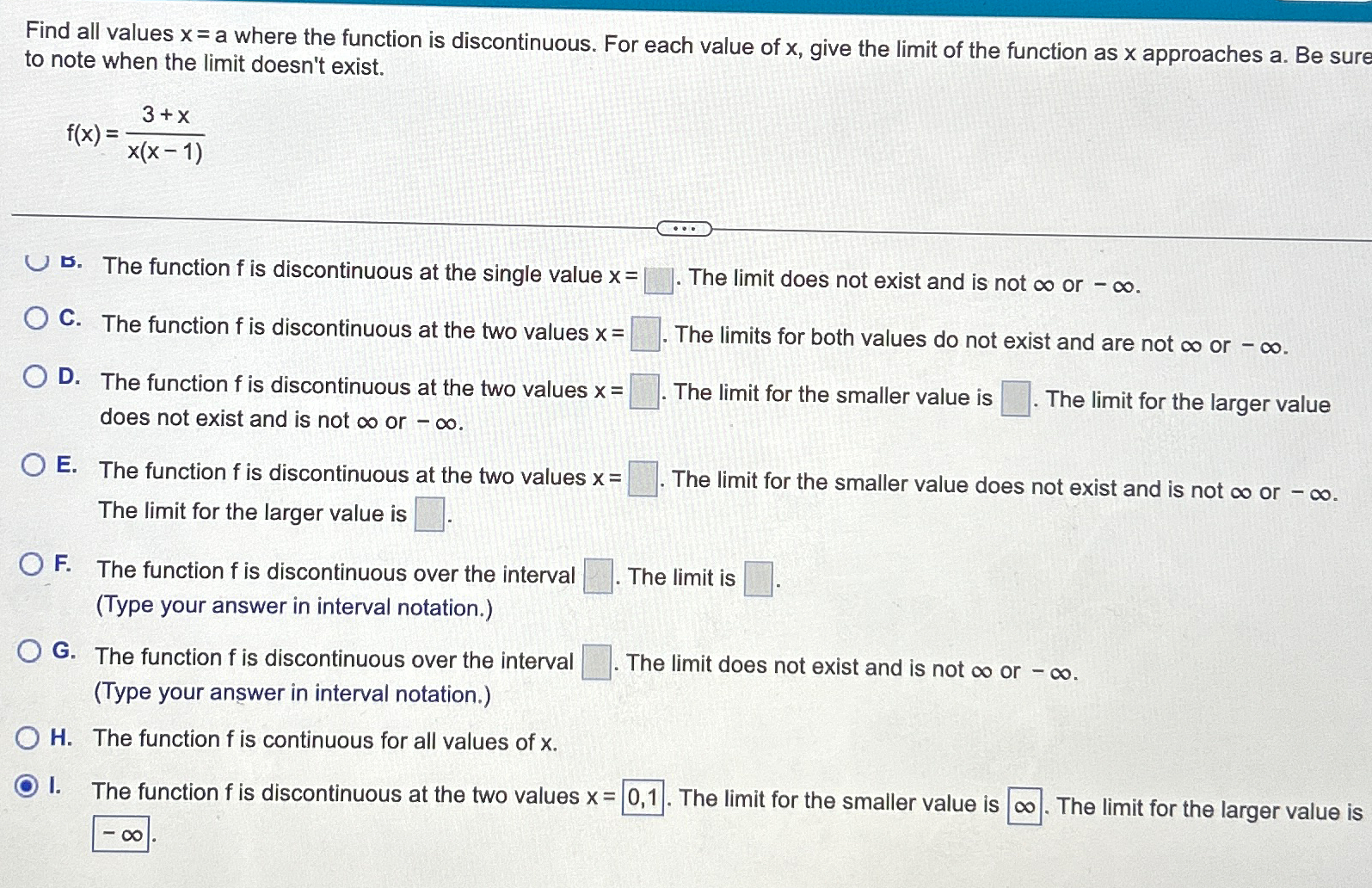 Solved Find all values x=a where the function is | Chegg.com