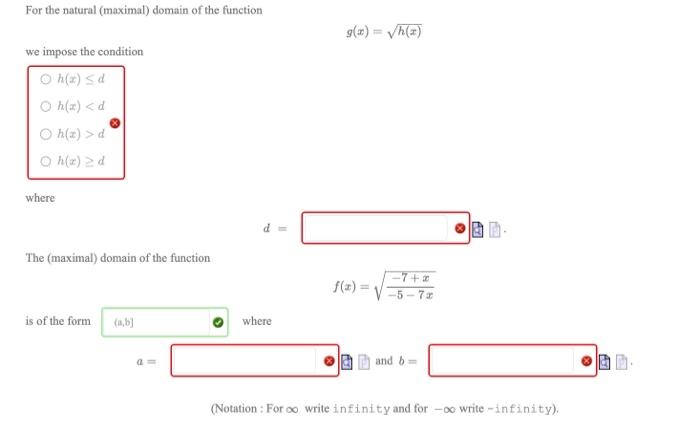 Solved For the natural (maximal) domain of the function | Chegg.com