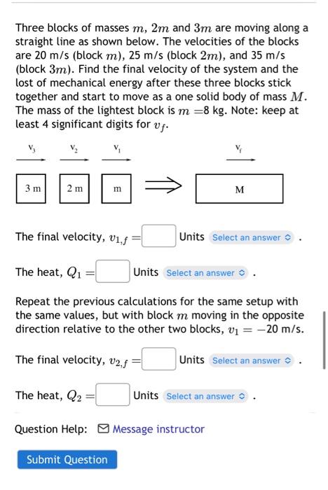 Solved Three blocks of masses m,2m and 3m are moving along a | Chegg.com